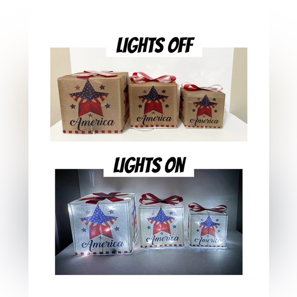 Holiday | 3 Lightup Patriotic Indooroutdoor Decor Boxes With Timer 8 ...